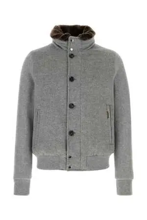 MOORER Wool Blend Down Jacket With Cashmere Padding - Grey
