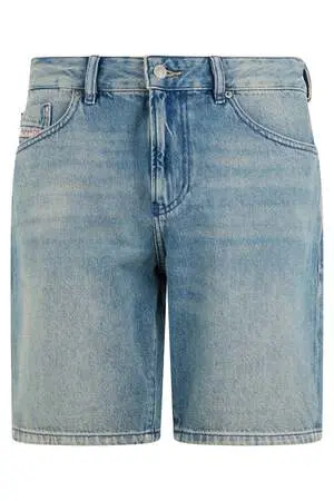 DIESEL® Cotton Denim Bermuda Shorts With Used Wash