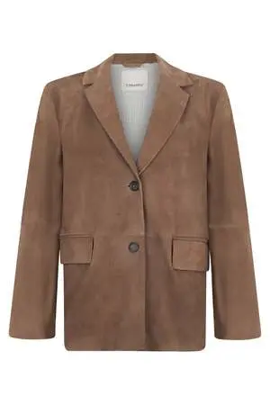 Max Mara Suede Jacket With Button-front And Classic Collar - Mud
