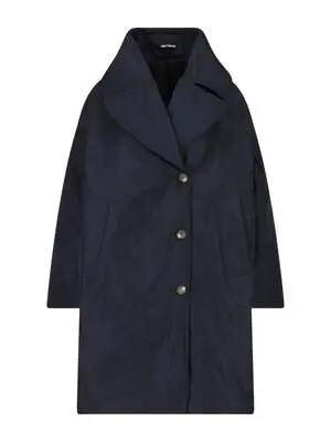 CAPE CONCEPT Oversized Single-breasted Long Coat - Black