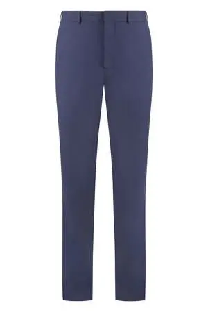 Prada Poplin Cotton Trousers With Two Back Welt Pockets - Blue