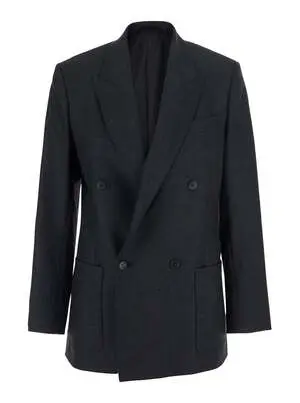 GRIFONI Double-breasted Notched Revers Blazer - Grey