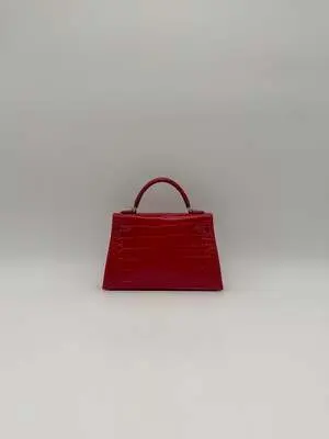 Hermès Mini Kelly Rouge De Coeur Shiny Alligator Palladium Hardware