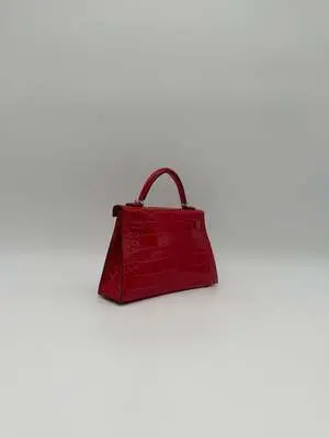 Hermès Mini Kelly Rouge De Coeur Shiny Alligator Palladium Hardware
