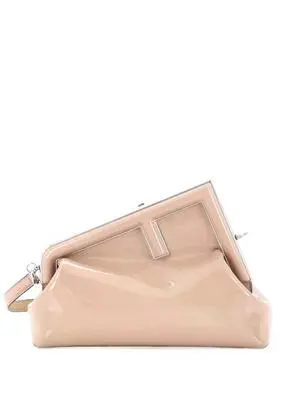 Fendi First Bag Patent Midi Shoulder Bag - Neutrals