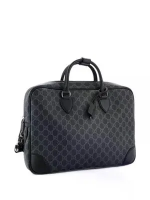 Gucci Emblem Convertible Zip Around Briefcase Gg Coated Canvas Medium Business Bag