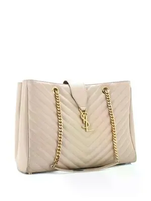 Saint Laurent Classic Monogram Shopper Matelasse Chevron Leather Large Tote Bag