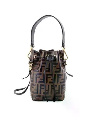 Fendi Mon Tresor Zucca Embossed Leather Mini Bucket Bag - Brown