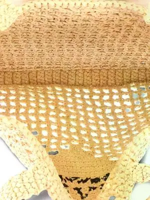 Prada Triangle Logo Open Raffia Tote Bag