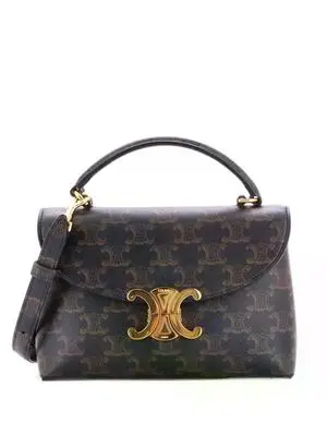 Celine Nino Top Handle Bag Triomphe Coated Canvas Teen Satchel - Brown
