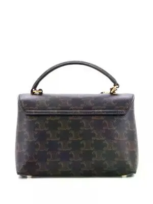 Celine Nino Top Handle Bag Triomphe Coated Canvas Teen Satchel - Brown