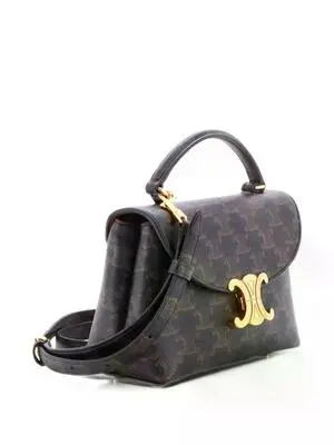 Celine Nino Top Handle Bag Triomphe Coated Canvas Teen Satchel - Brown