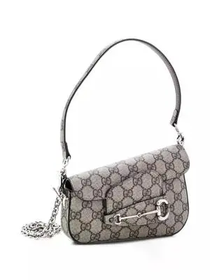 Gucci Horsebit 1955 Asymmetric Gg Coated Canvas Mini Shoulder Bag