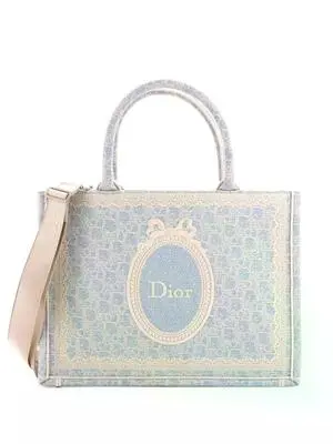 Dior Book Oblique Canvas With Lace Medium Tote Bag - Blue