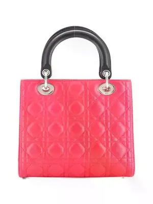 Dior Tricolor Lady Bag Cannage Quilt Lambskin Medium Satchel - Multicolour