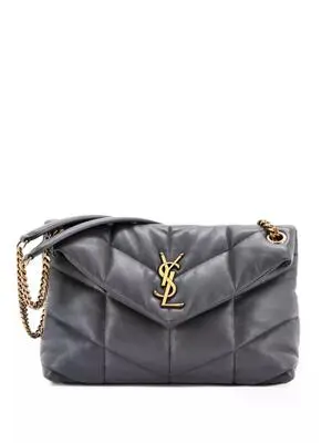 Saint Laurent Loulou Puffer Shoulder Bag Quilted Leather Small Crossbody Bag - Grey
