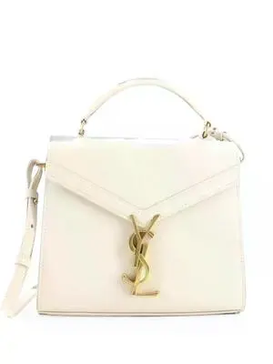 Saint Laurent Cassandra Top Handle Bag Leather Mini Shoulder Bag - Neutrals