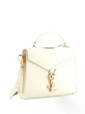 Saint Laurent Cassandra Top Handle Bag Leather Mini Shoulder Bag - Neutrals