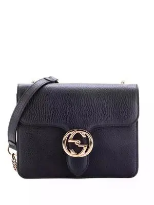 Gucci Interlocking Leather Small Shoulder Bag - Black