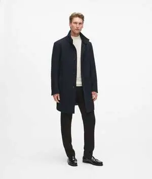 Karl Lagerfeld High-stand Collar Coat - Navy