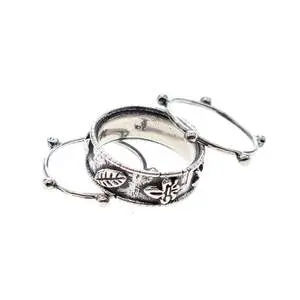 GEM KINGDOM Devotion Stacking Ring Set - Silver