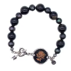 GEM KINGDOM Black / Silver Beaded Bracelet Black - Black/silver