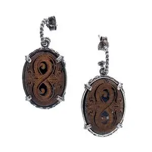 GEM KINGDOM Black / Silver Black Horn Infinity Earrings - Black/silver