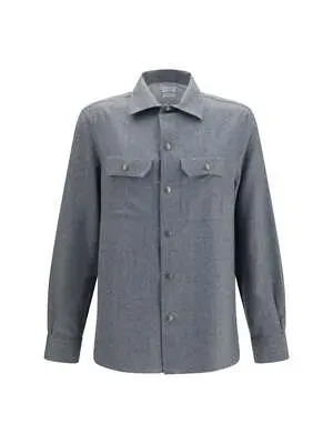 Brunello Cucinelli Virgin Wool Shirt - Gray