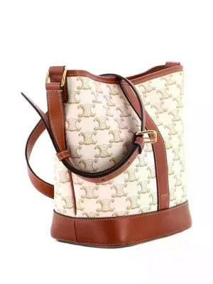 Celine Triomphe Coated Canvas Small Bucket Bag - Neutrals