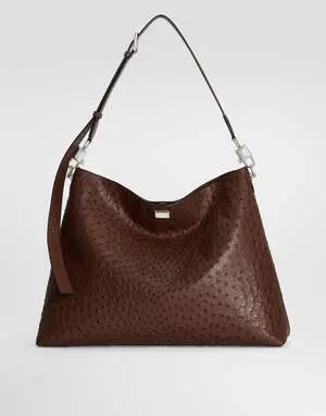 Dolce & Gabbana Vittoria Shoulder And Crossbody Bag In Ostrich Leather - Brown