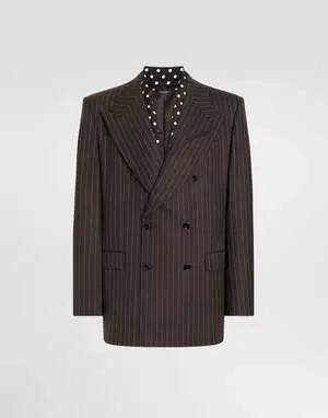 Dolce & Gabbana Double-breasted Pinstriped Wool Jacket - Multicolor