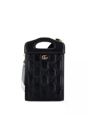Gucci Top Handle Gg Matelasse Leather Mini Crossbody Bag - Black
