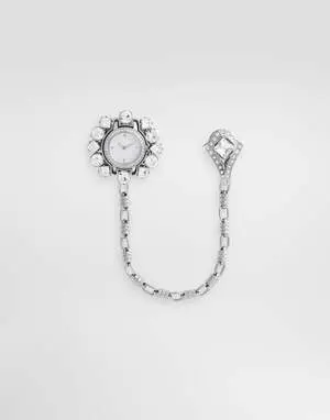Dolce & Gabbana Watch Brooch With Rhinestones