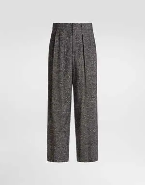 Dolce & Gabbana Textured Wool Blend Trousers - Multicolor