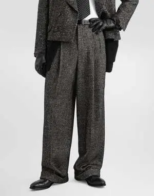 Dolce & Gabbana Textured Wool Blend Trousers