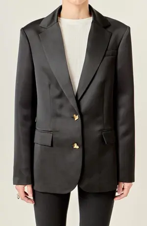 English Factory Heart Detailed Satin Blazer