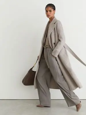 REISS Daia Petite Herringbone Double-breasted Blind-seam Coat Wool-blend
