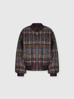 Missoni Wool Bomber Jacket With Check Motif - Multicoloured