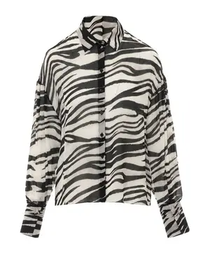 Patrizia Pepe Sheer Zebra Shirt - Black