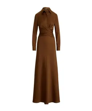Ralph Lauren Ruffled Button-front Maxi Gown - Brown