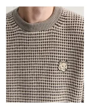 Maison Kitsuné Fox-head Waffle-knit Sweater