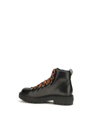 Prada Leather Lace-up Ankle Boots