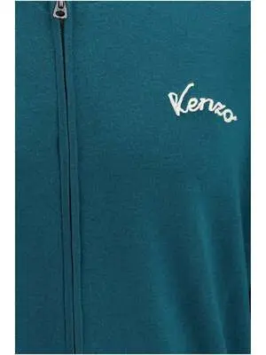 Kenzo Eiffel Tower Design Wool Zip Cardigan - Green