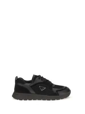 Prada Prax Leather And Fabric Sneakers - Black