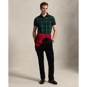 Ralph Lauren Custom Slim Fit Plaid Mesh Polo Shirt