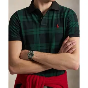 Ralph Lauren Custom Slim Fit Plaid Mesh Polo Shirt