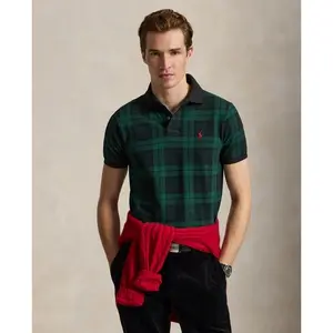 Ralph Lauren Custom Slim Fit Plaid Mesh Polo Shirt
