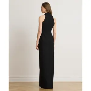 Ralph Lauren Double-breasted Crepe Sleeveless Gown
