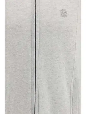 Brunello Cucinelli Double Cashmere Cardigan With Zip And Logo