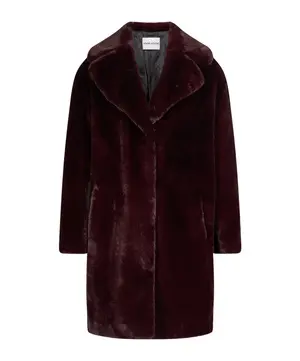 STAND STUDIO Camille Faux Fur Teddy Coat - Red
